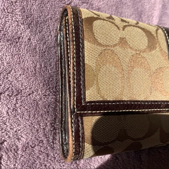 Coach | Bags | Coach Signature Leather Checkbook Wallet | Poshmark